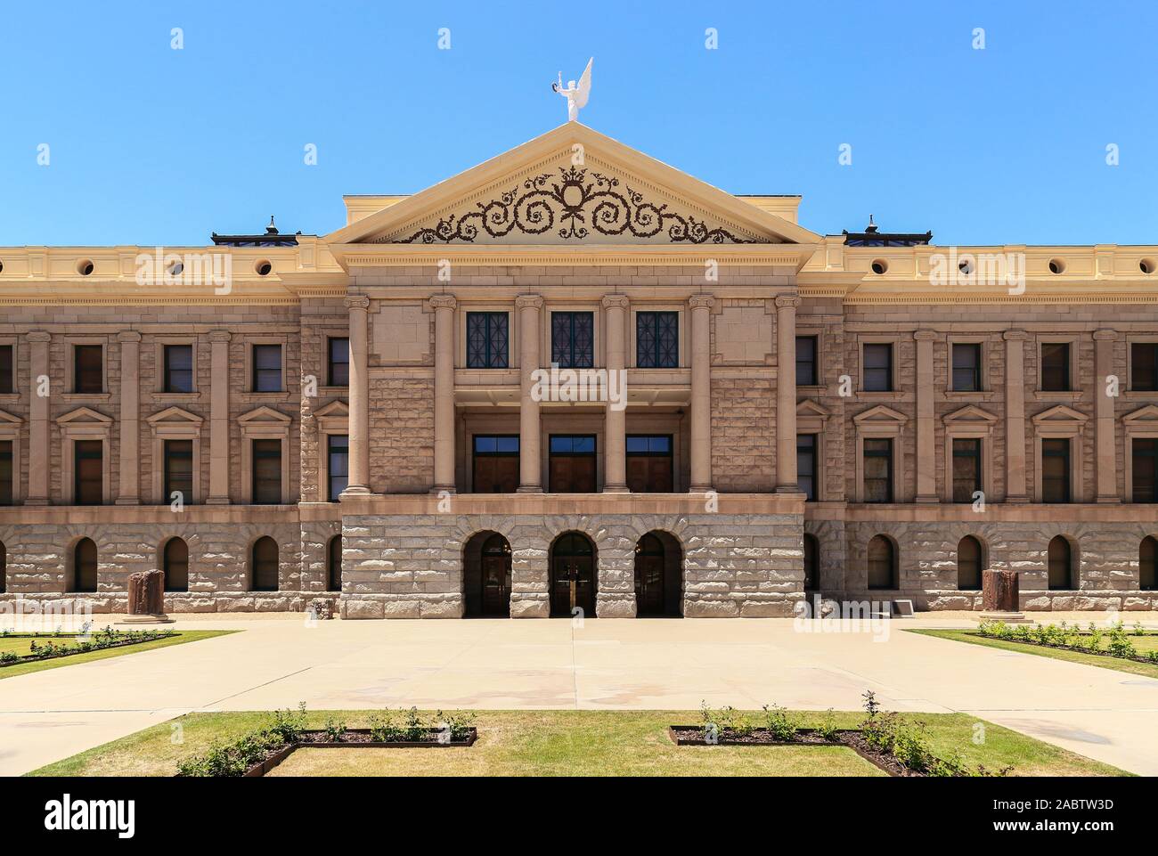 Phoenix, Arizona, USA - May 25, 2019: The front of the Arizona Capitol ...