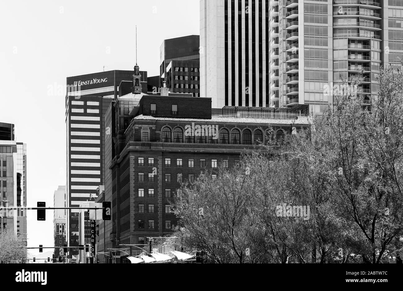 Phoenix, Arizona, USA - May 25, 2019: Several Office buildings in the ...