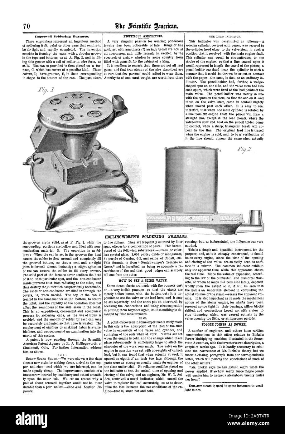 70 FICTITIOUS AMETHYSTS. Improved Soldering Furnace. HOLLINGWORTH'S ...