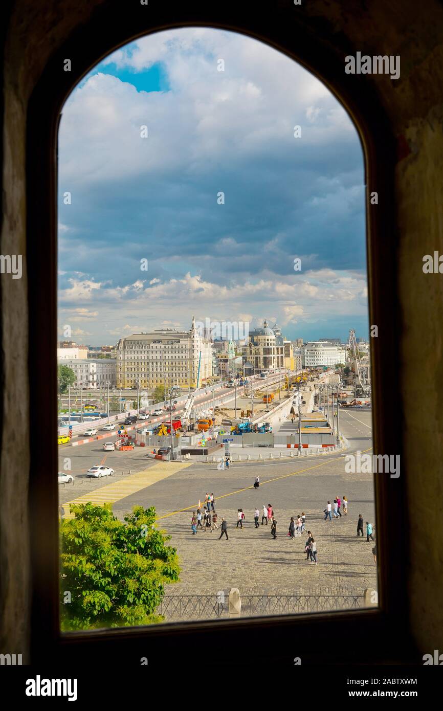 Moscow, Russia - July 9, 2019: View back from window from Cathedral of ...