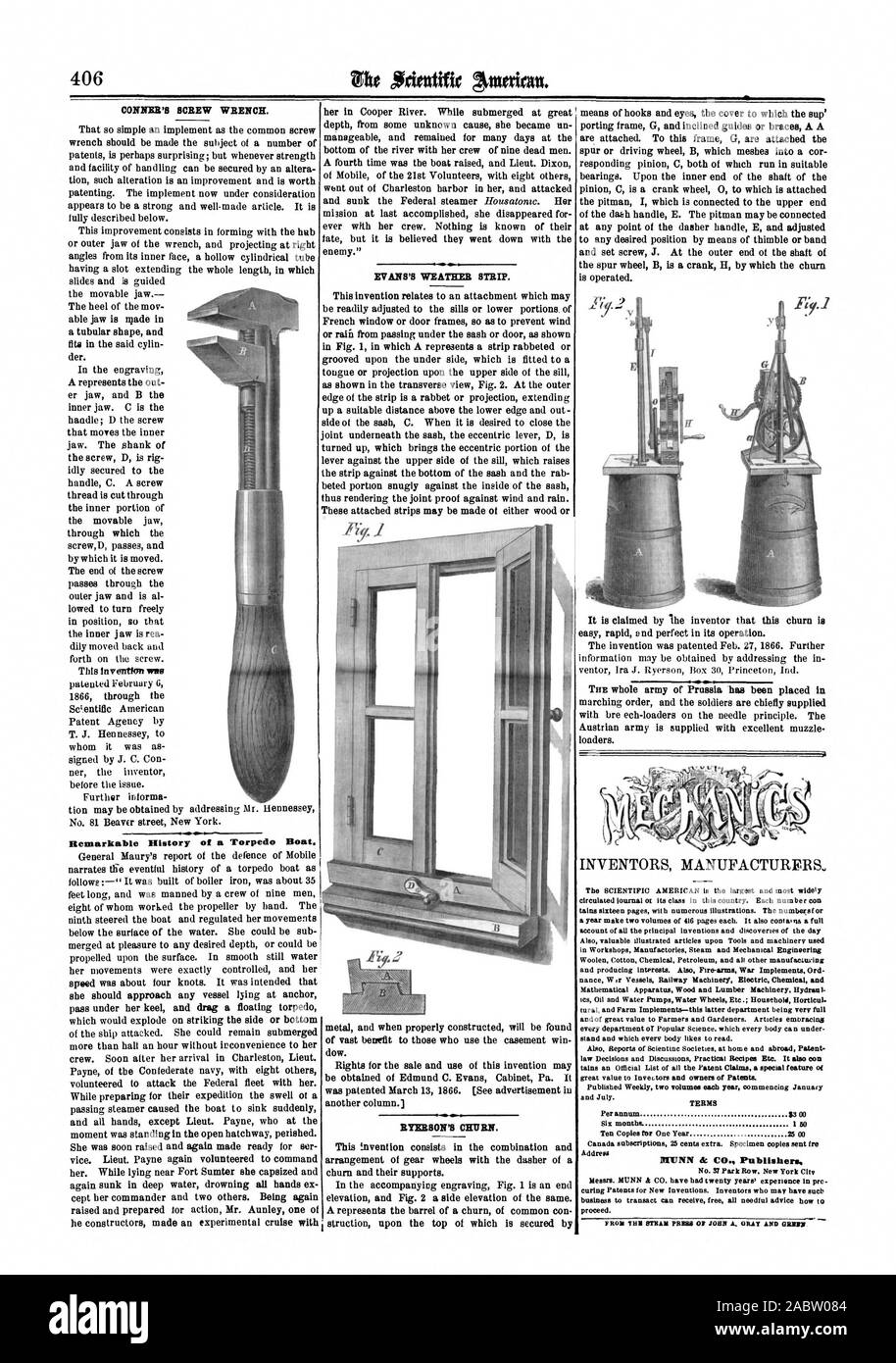 CONNER'S SCREW WRENCH. Remarkable History of a Torpedo Boat. EVANS'S ...