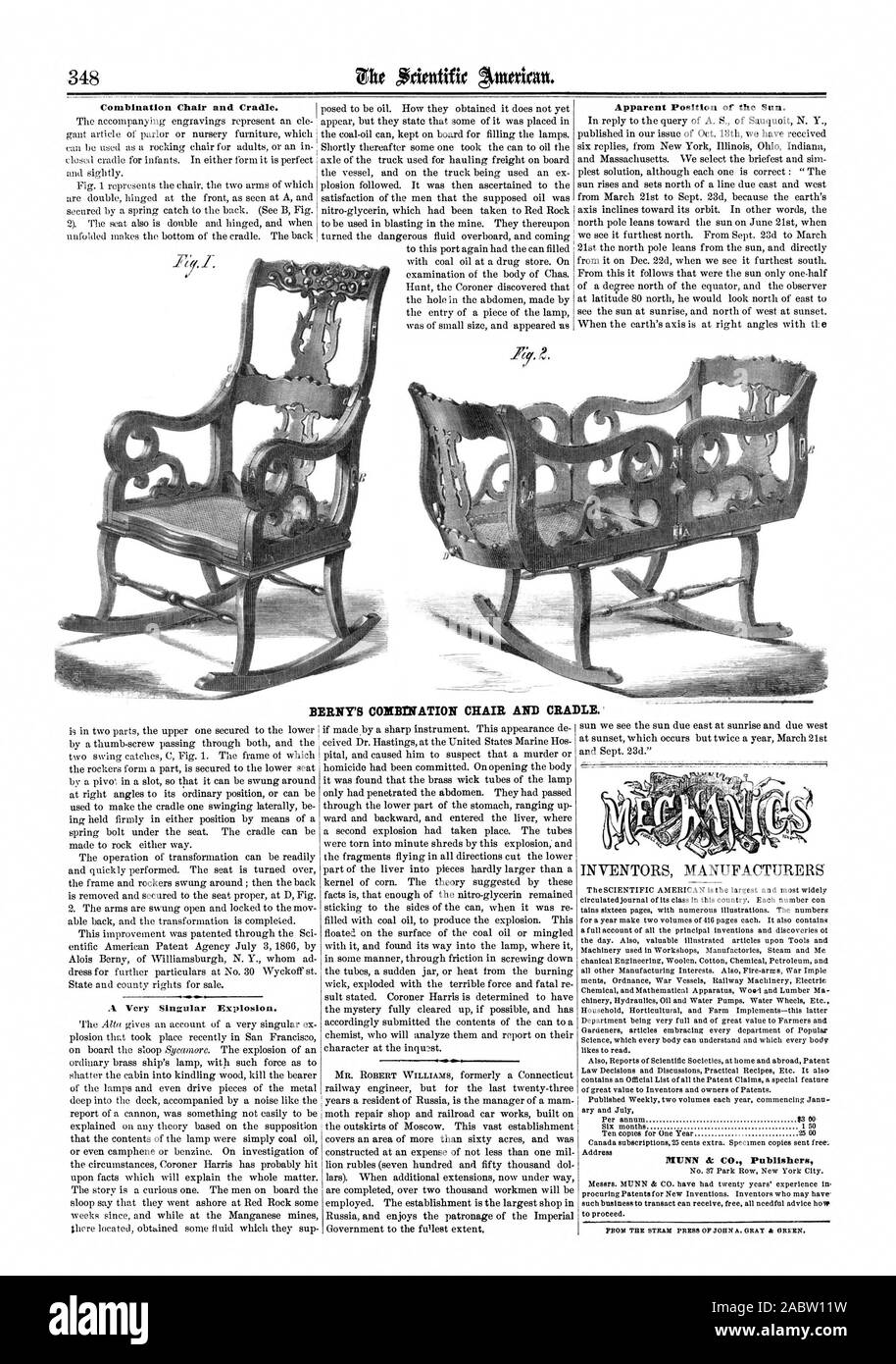 Combination Chair and Cradle. Apparent Position of the Sun. BERNTS ...