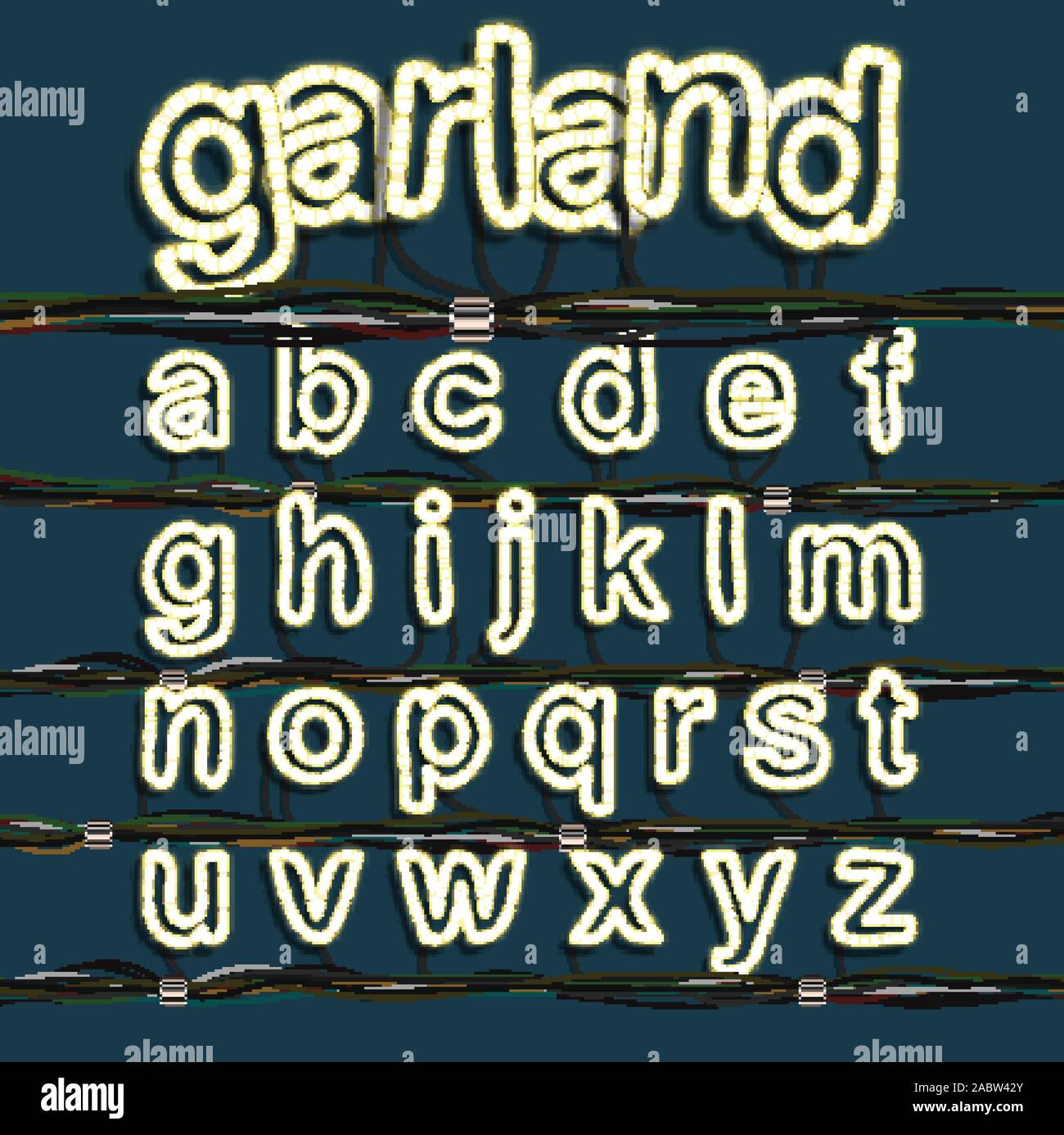 Neon garland font set, vector Stock Vector Image & Art - Alamy