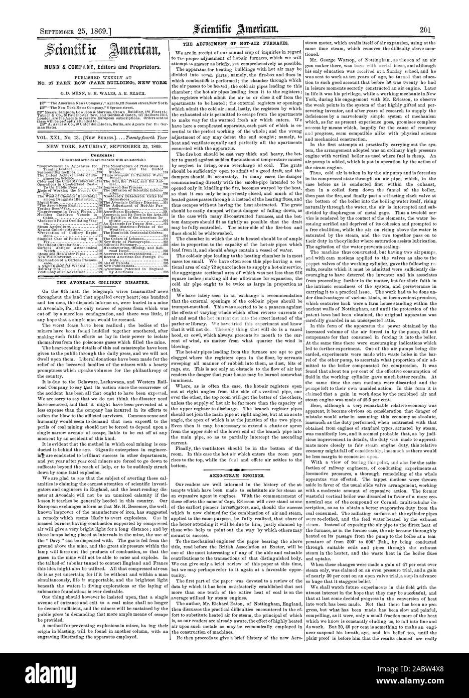 NEW YORK SATURDAY SEPTEMBER 25 1869. THE AVONDALE COLLIERY DISASTER ...