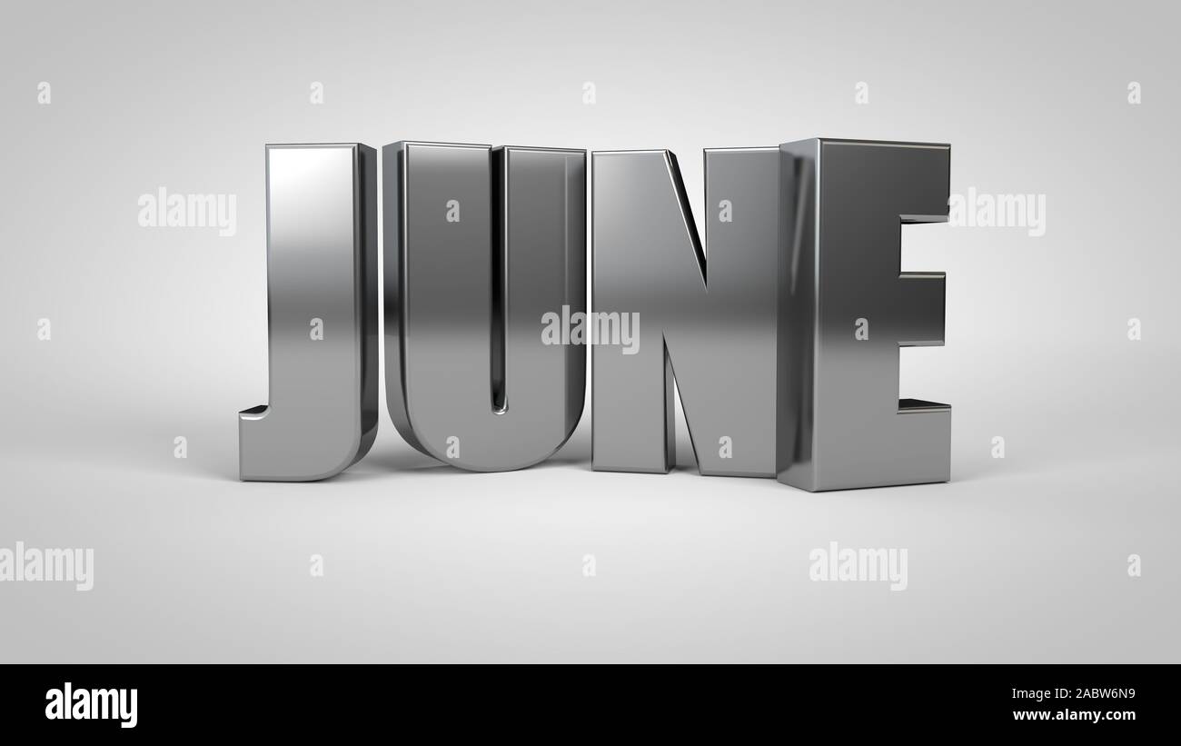 june calendar month metallic text 3d render Stock Photo - Alamy