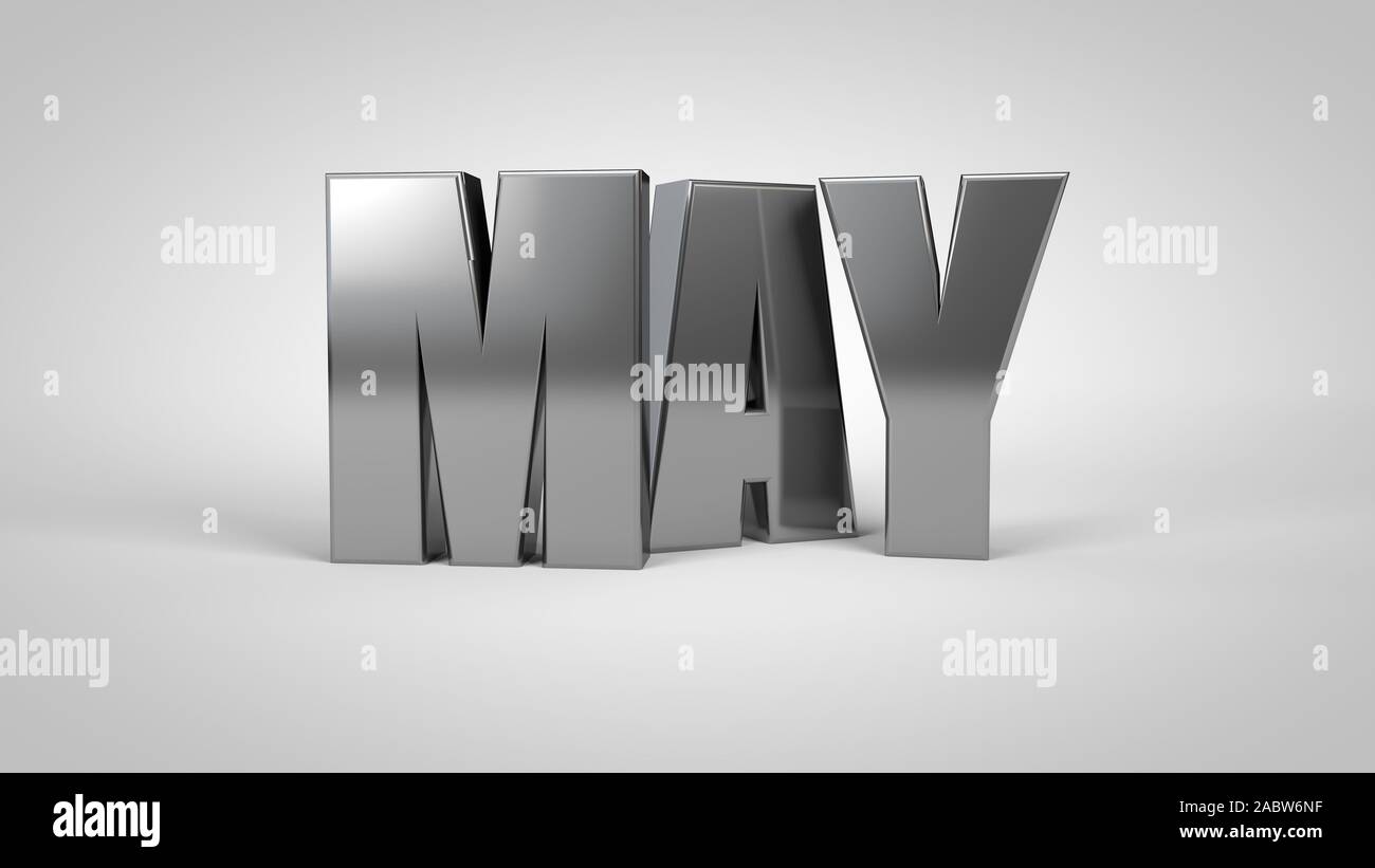 May calendar month metallic text 3d render Stock Photo - Alamy