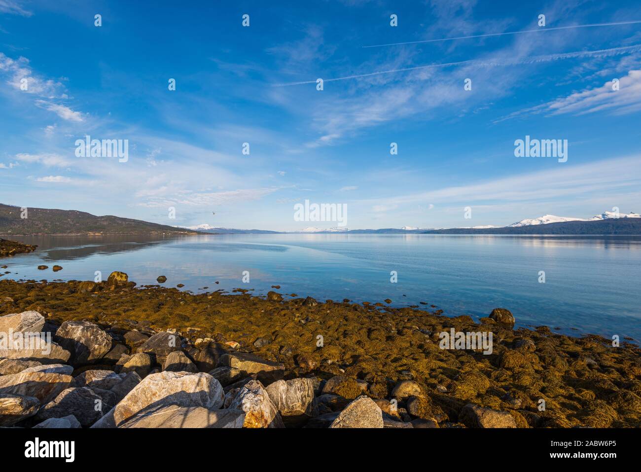 nature sceneries on the way from Narvik to Tromsoe during a spring day ...