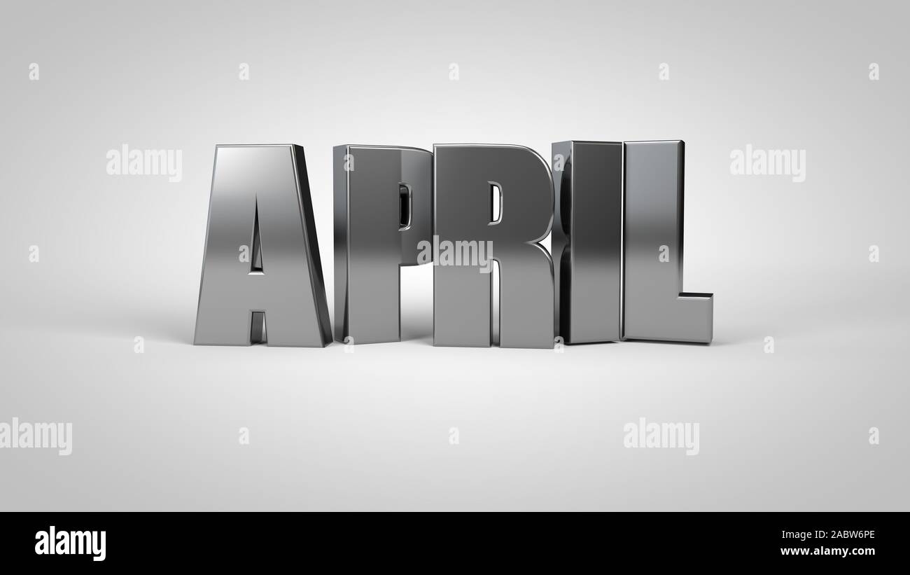 April calendar month metallic text 3d render Stock Photo - Alamy