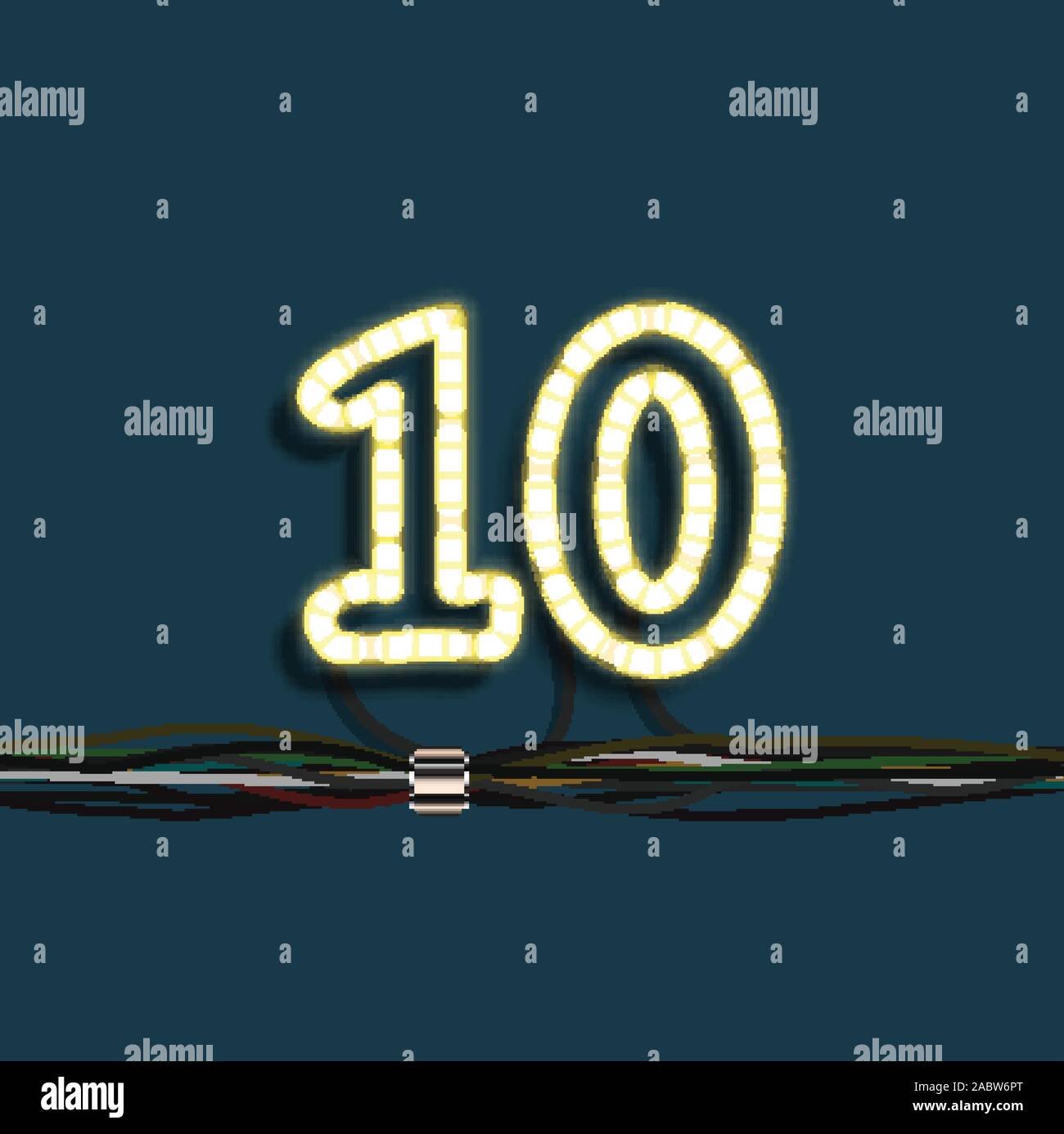 Number 10 neon light sign Stock Vector Images - Alamy