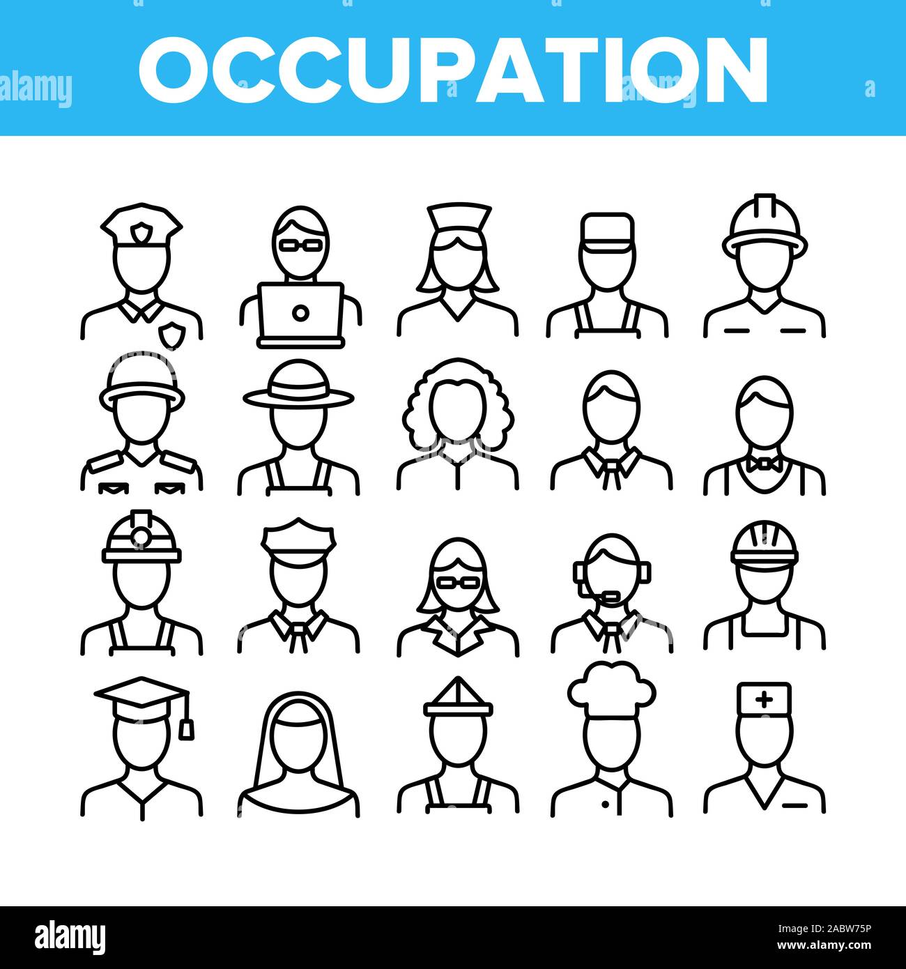 Occupation Collection Elements Icons Set Vector Stock Vector Image ...