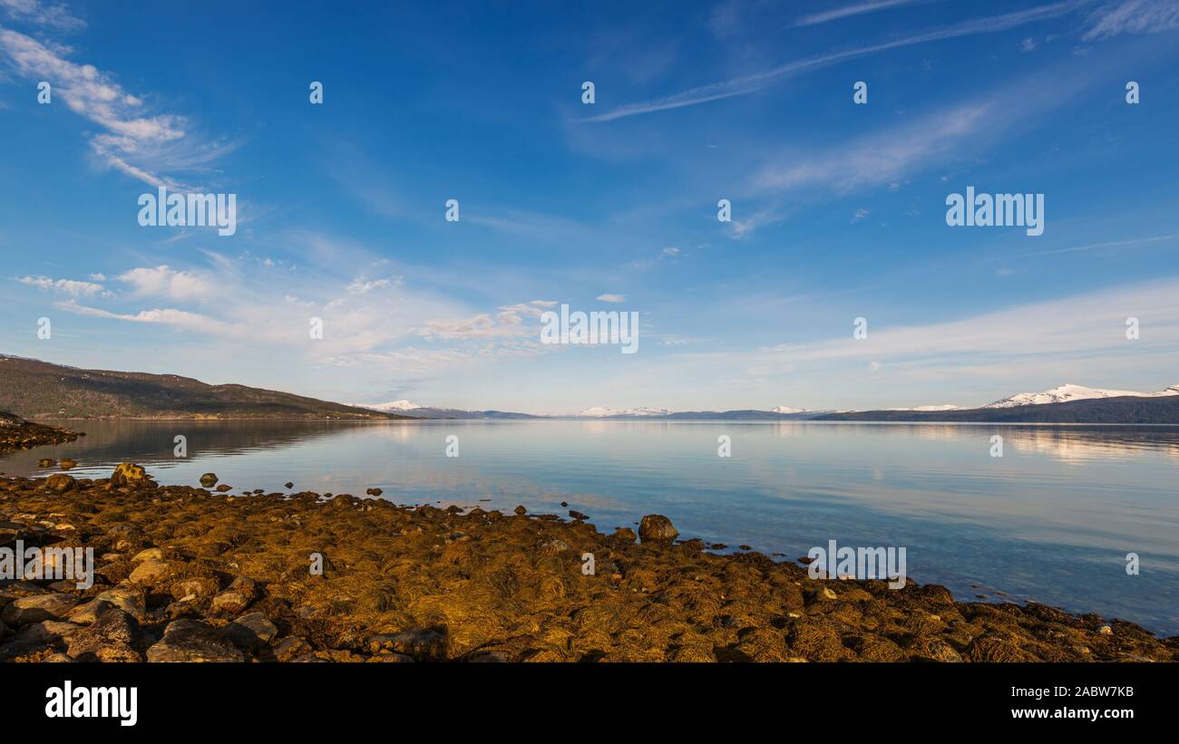 nature sceneries on the way from Narvik to Tromsoe during a spring day ...