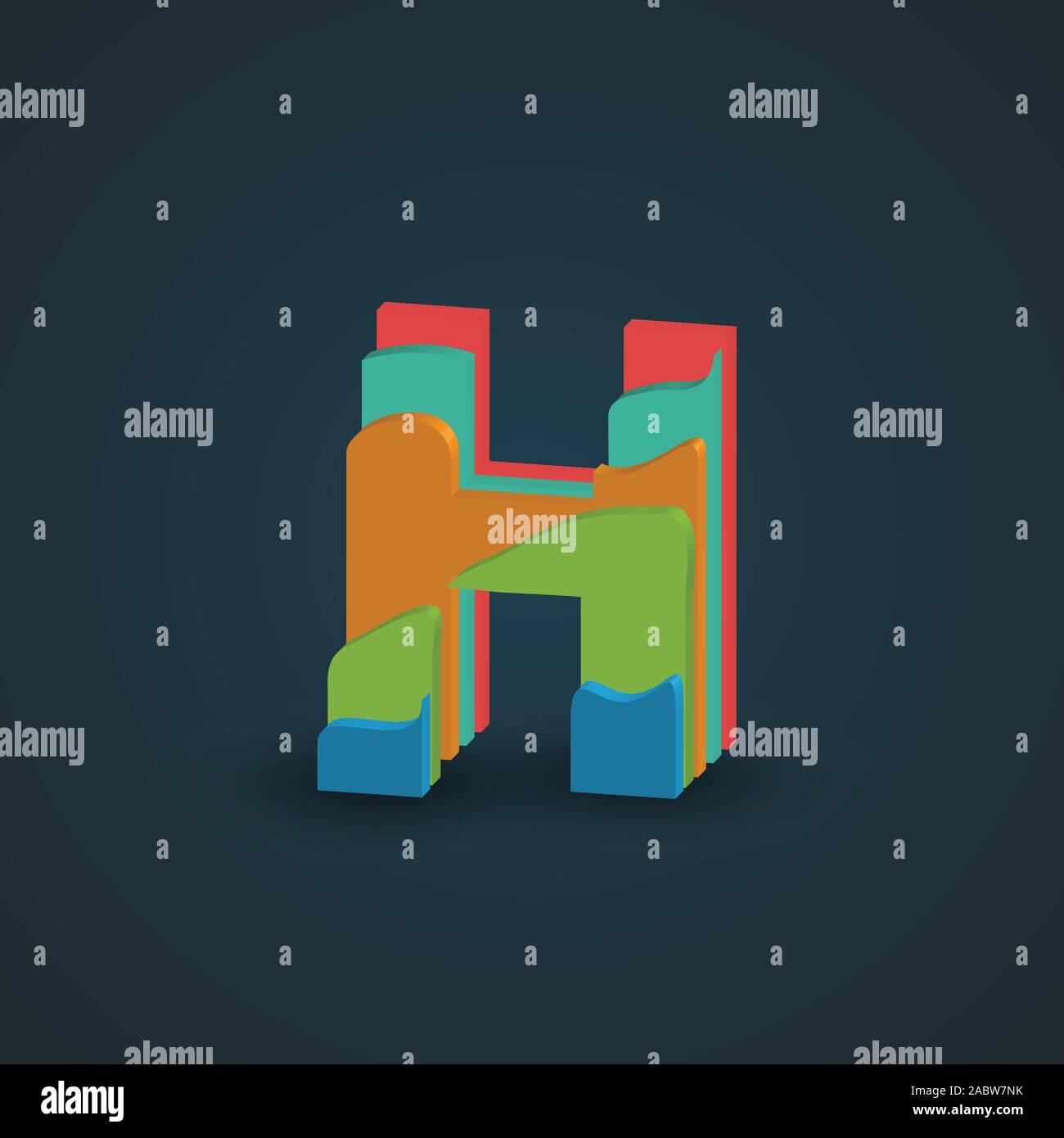 3D colorful layered character from a fontset, vector Stock Vector Image ...