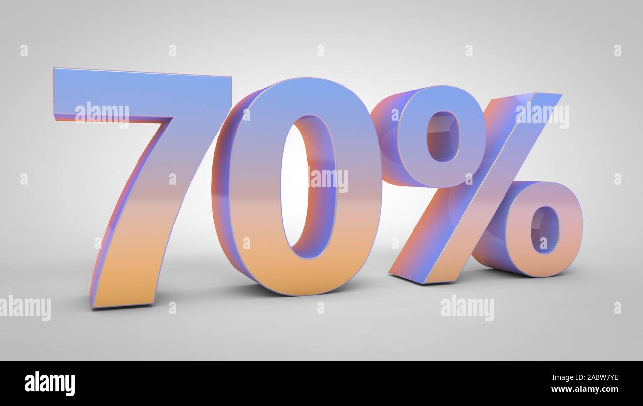 70% gradient text isolated on white background, 3d render Stock Photo ...