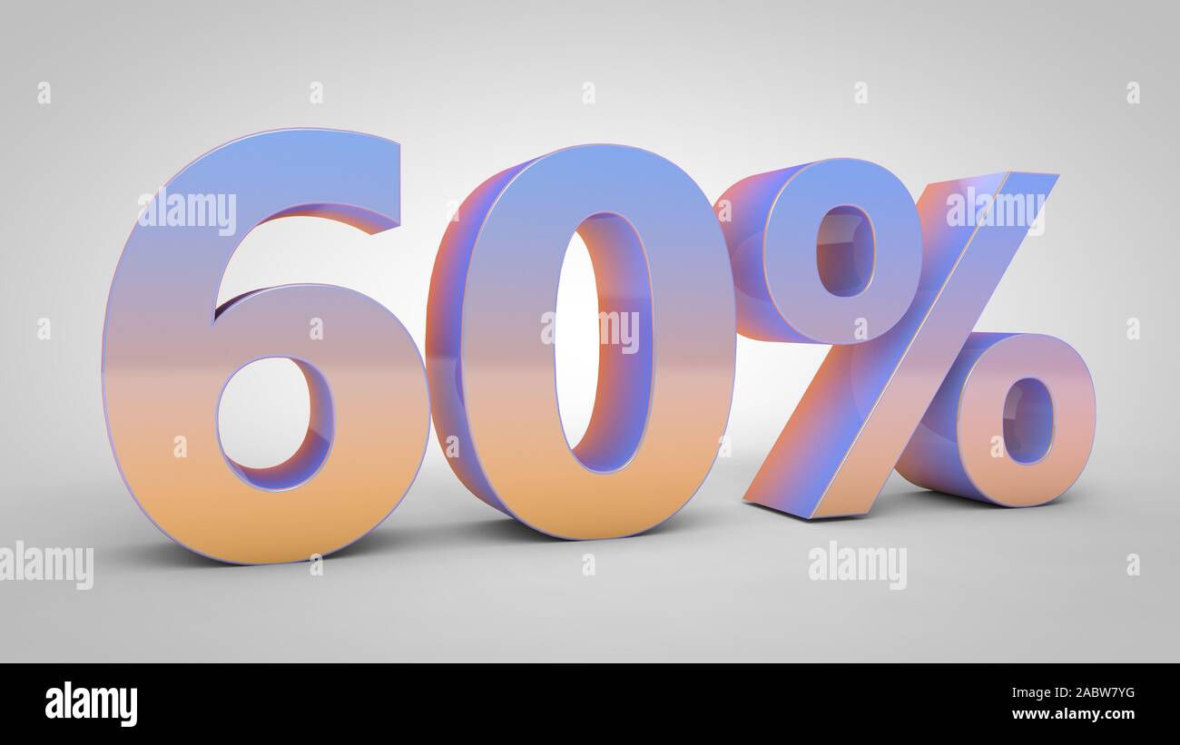 60% gradient text isolated on white background, 3d render Stock Photo ...