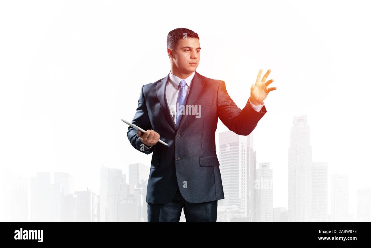 Front view of man in business suit and tie Stock Photo - Alamy