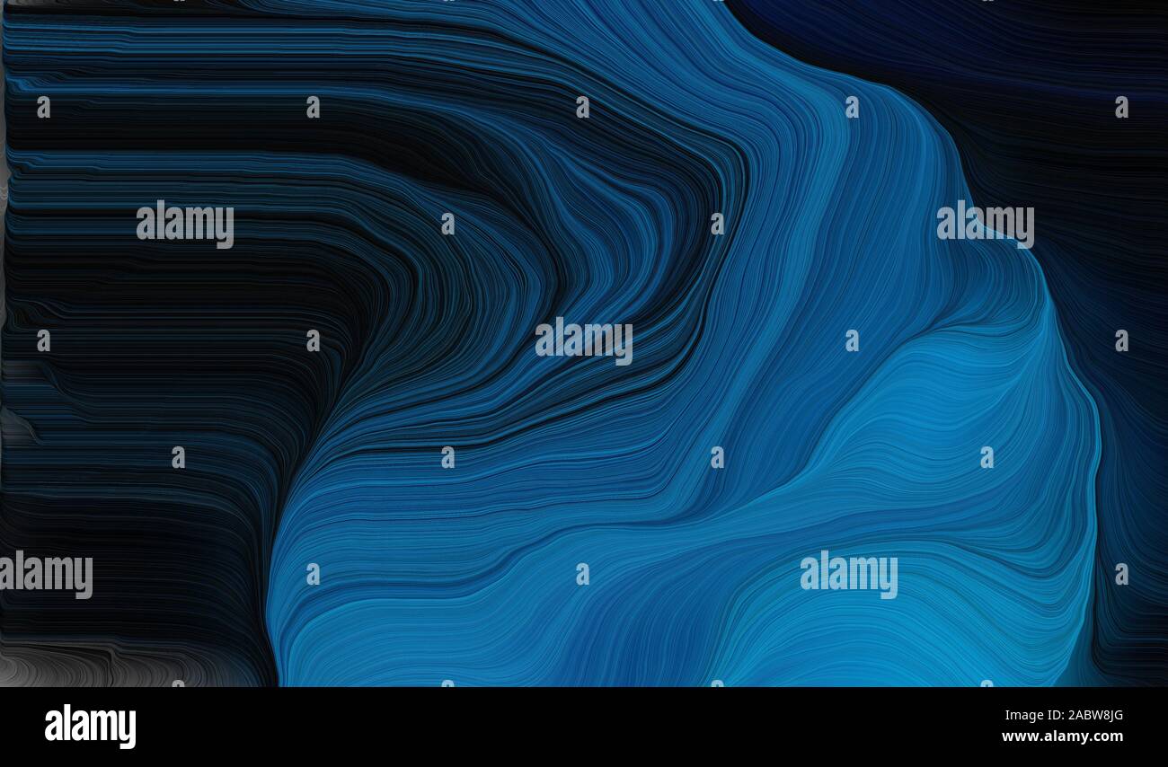 modern soft curvy waves background design with very dark blue, strong ...