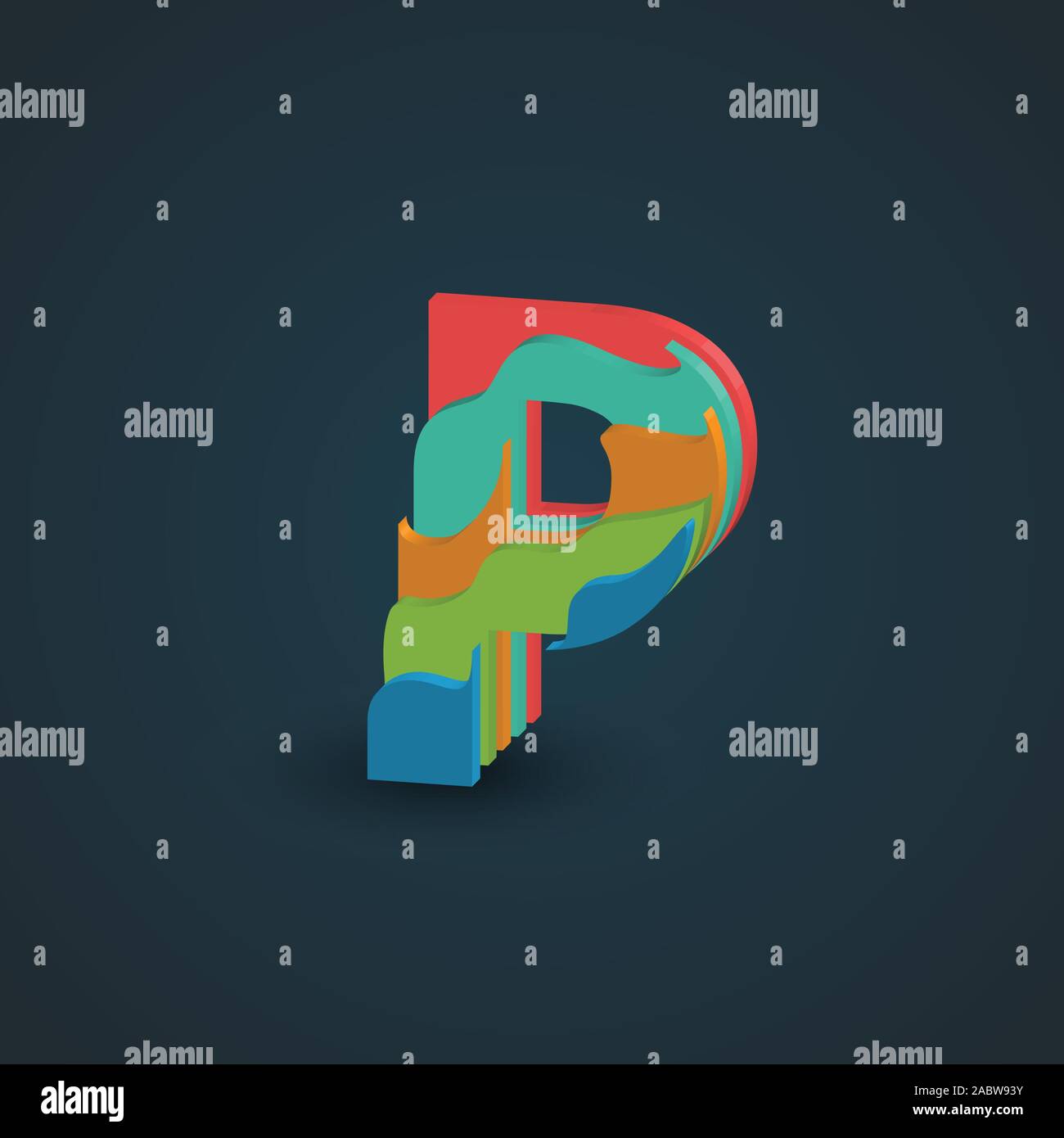 3D colorful layered character from a fontset, vector Stock Vector Image ...