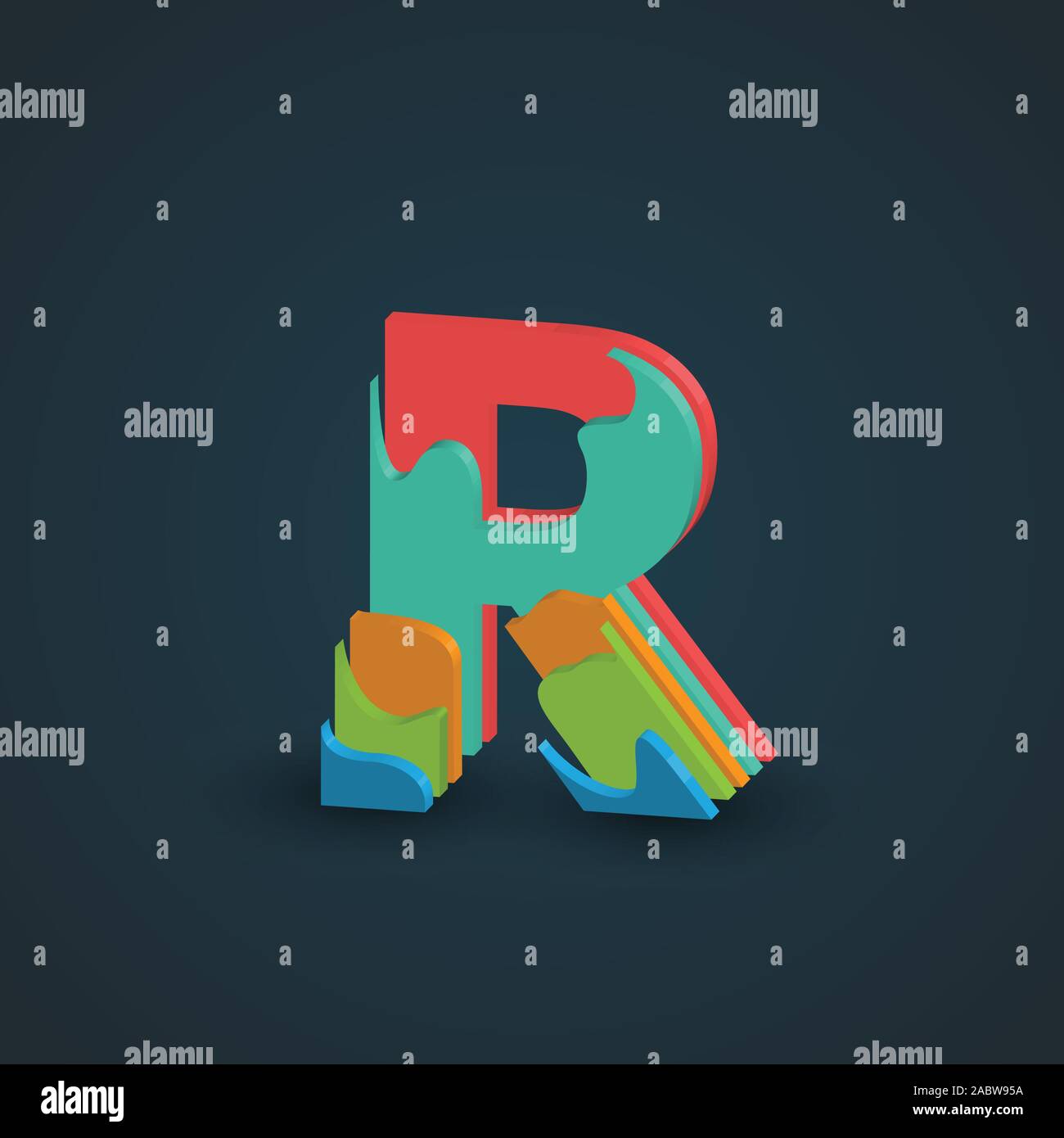3D colorful layered character from a fontset, vector Stock Vector Image ...