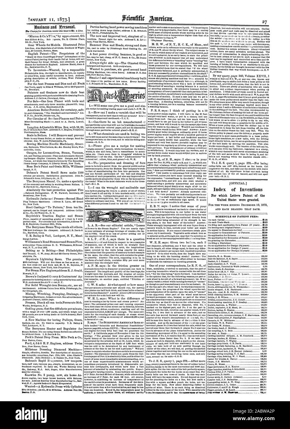 Patent 1873 Black and White Stock Photos & Images - Alamy