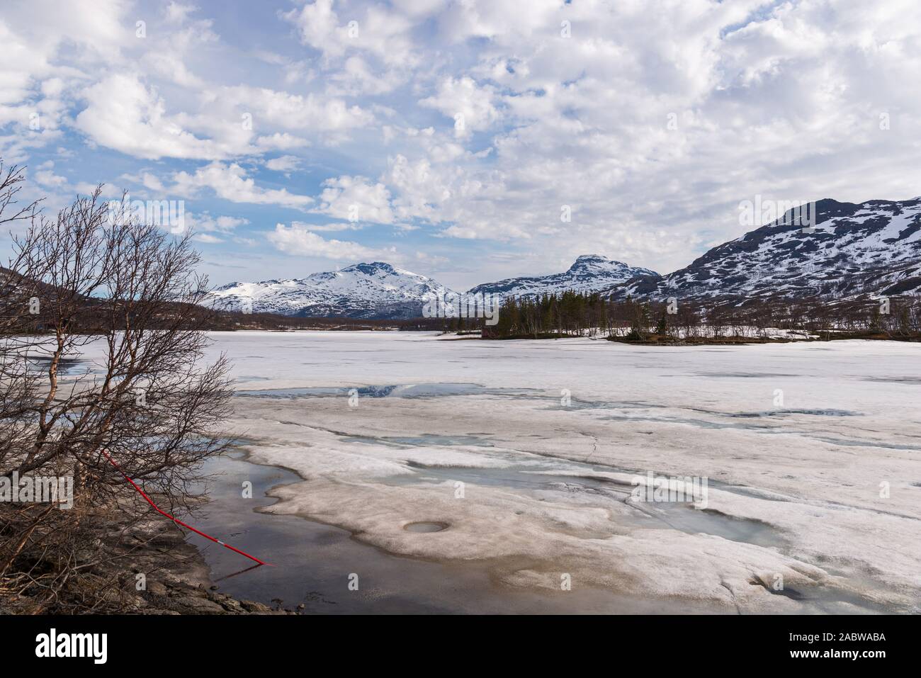 nature sceneries on the way from Narvik to Tromsoe during a spring day ...