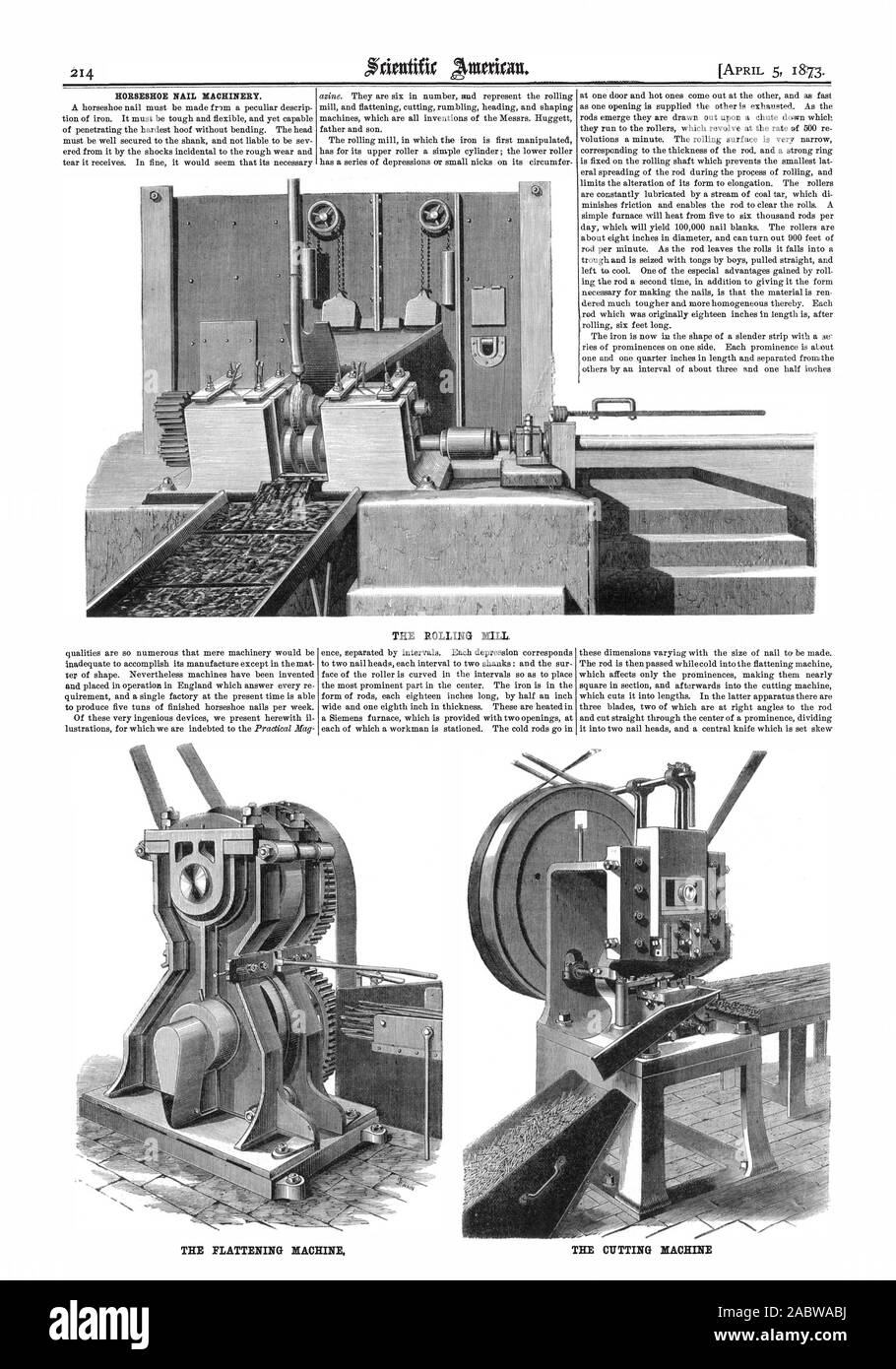 Horseshoe nail machinery, The rolling mill, the flattening machine, the ...