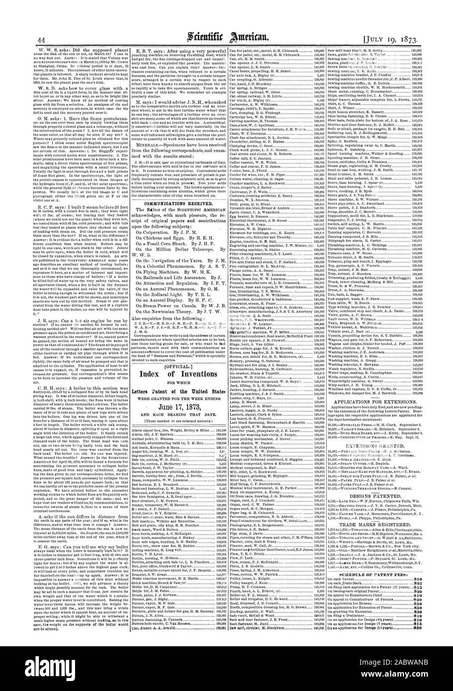 Patent 1873 Black and White Stock Photos & Images - Alamy