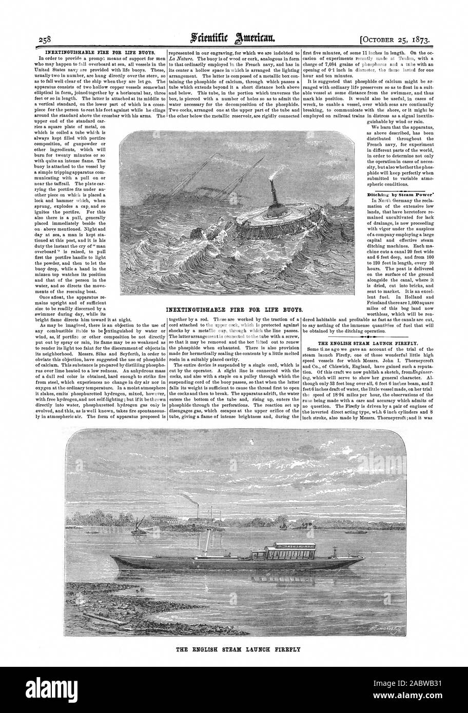 INEXTINGUISHABLE FIRE FOR LIFE BUOYS THE ENGLISH STEAM LAUNCH FIREFLY ...