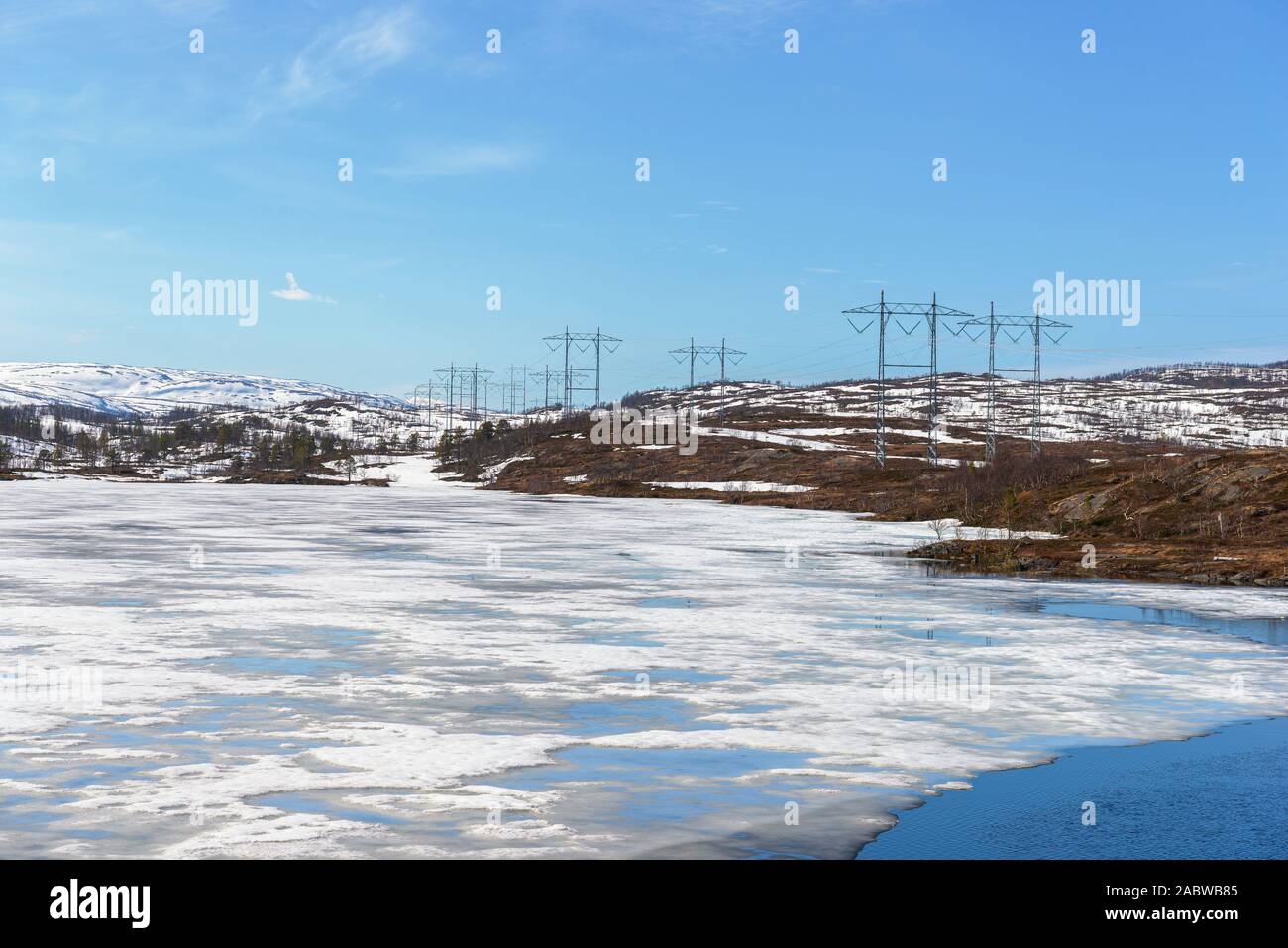 nature sceneries on the way from Narvik to Tromsoe during a spring day ...