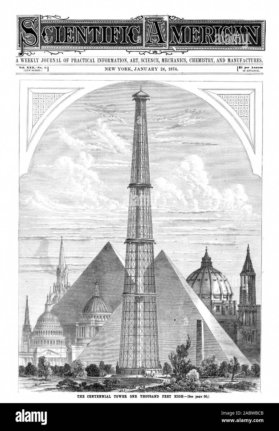 Centennial tower one thousand feet high Black and White Stock Photos ...