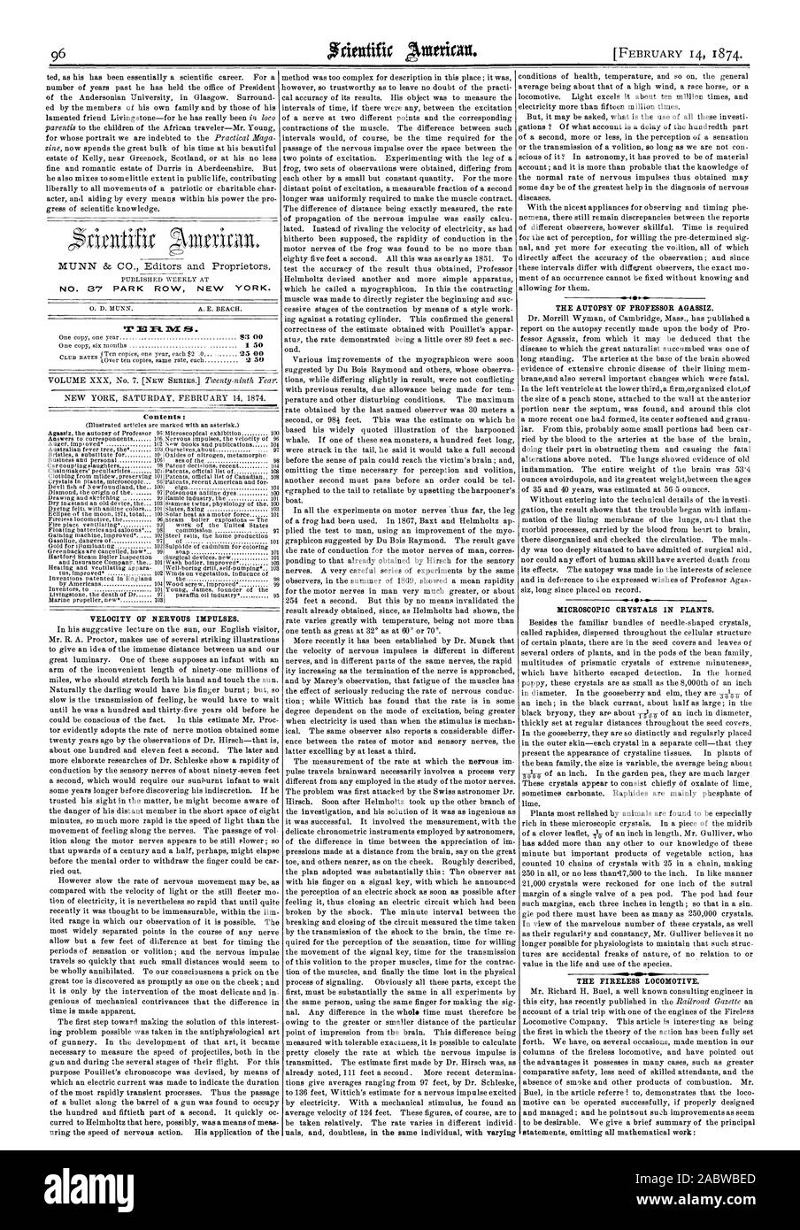 96 Mb. NO. 37 PARK ROW NEW YORK. 'I' MI 3Ft . Contents : VELOCITY OF ...
