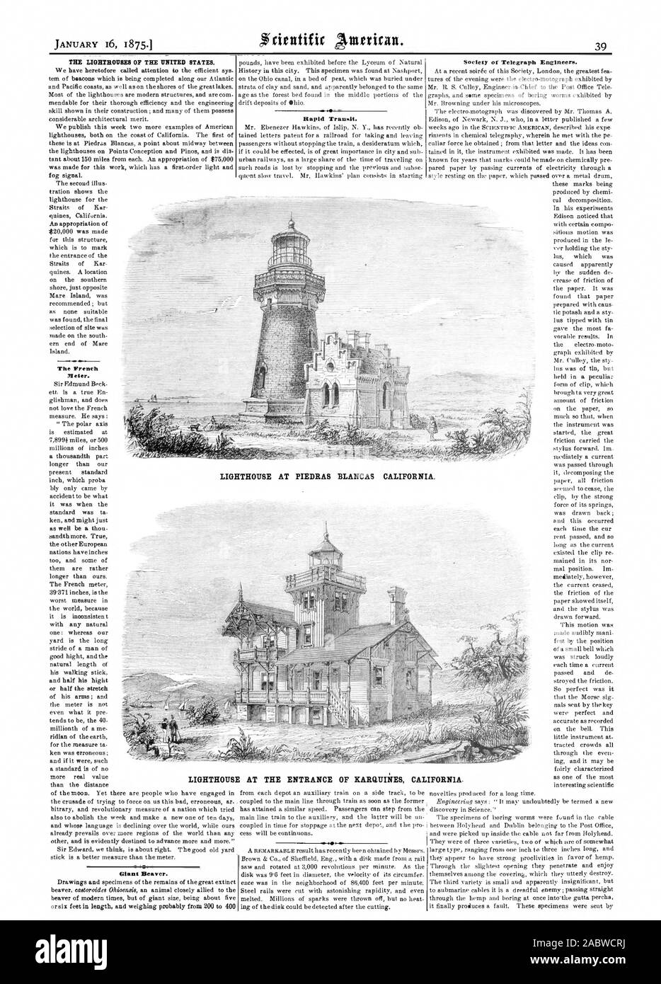 The French Meter. Rapid Transit. Society of Telegraph Engineers ...