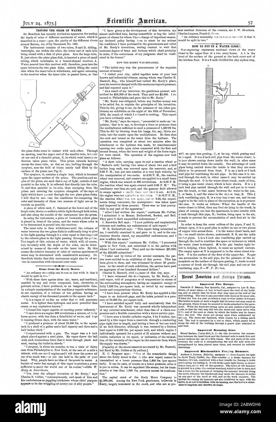 TESTING THE COLOR OF WATER. Gems from the Keely Motor. HOW THE MONEY ...