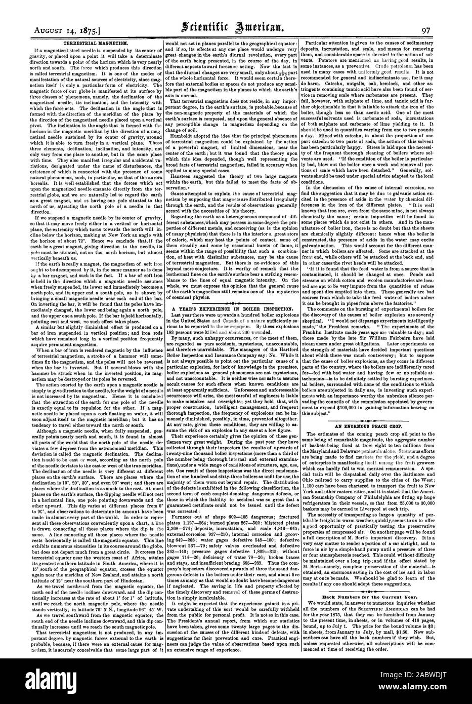 IS Back Numbers for the Current Year., scientific american, 1875-08-14 ...