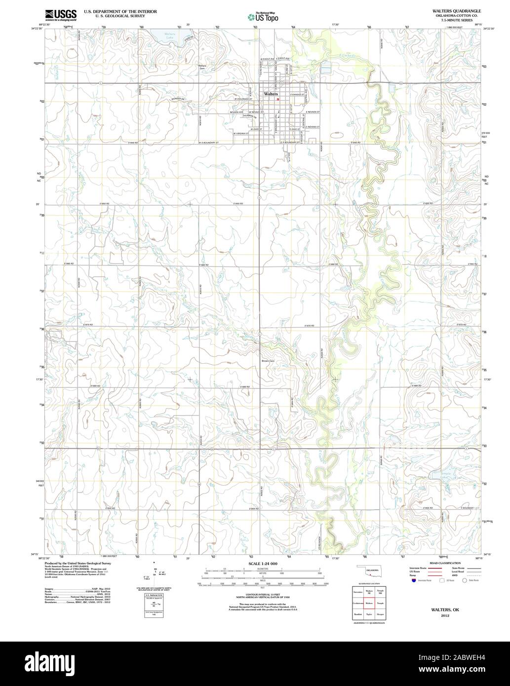 Map of walters oklahoma hi-res stock photography and images - Alamy