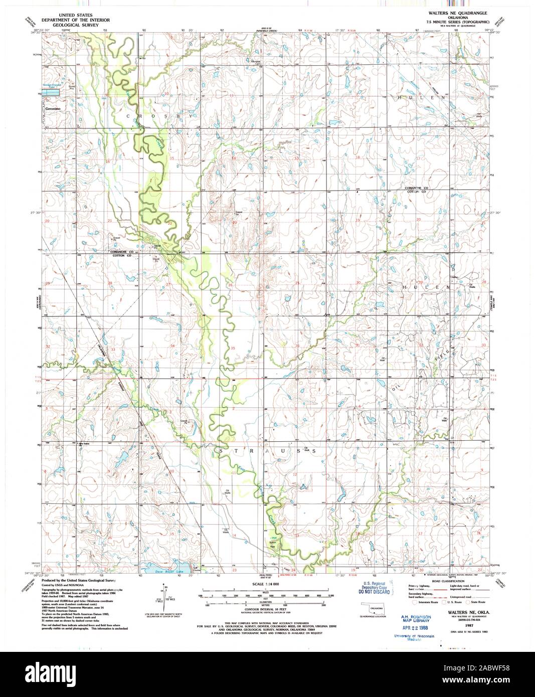 Map of walters oklahoma Cut Out Stock Images & Pictures - Alamy
