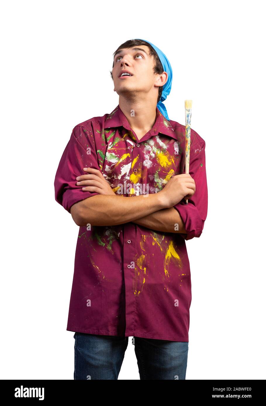 Smiling young painter artist Cut Out Stock Images & Pictures - Alamy