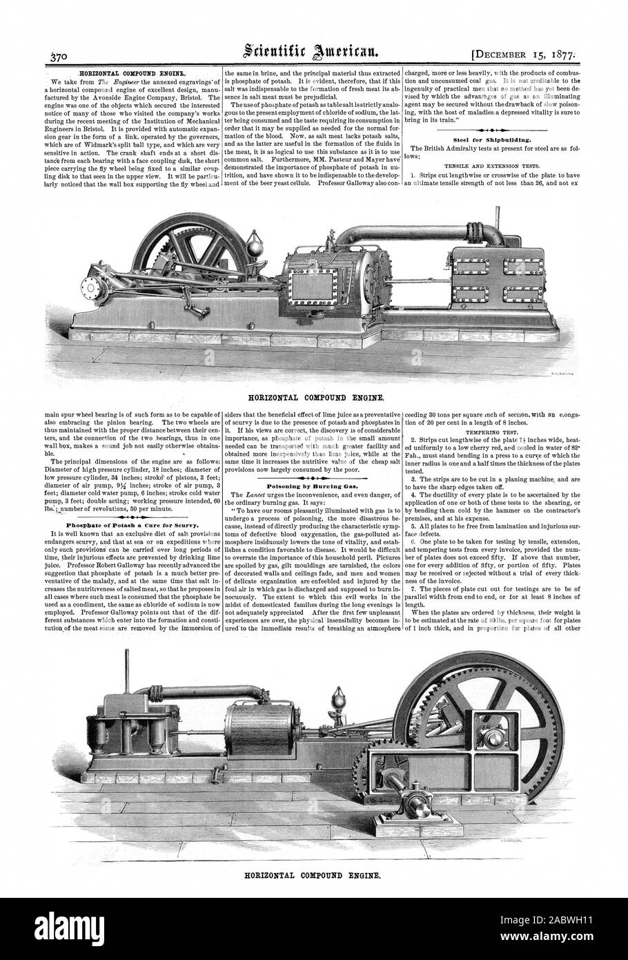 HORIZONTAL COMPOUND ENGINE. Steel for Shipbuilding. HORIZONTAL COMPOUND ...