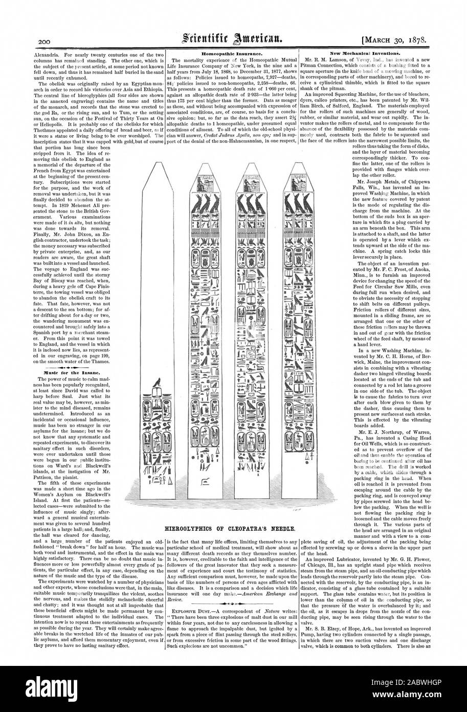 Music for the Insane. Homeopathic Insurance. HIEROGLYPHICS OF CLEOPATRA ...
