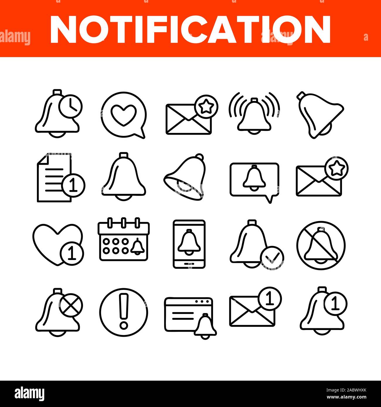 Notification Collection Elements Icons Set Vector Stock Vector Image ...