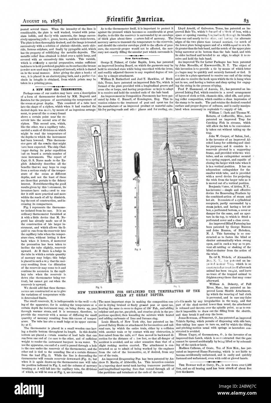 A NEW DEEP SEA THERMOMETER. New Inventions. MONETER FOR OBTAINING THE ...
