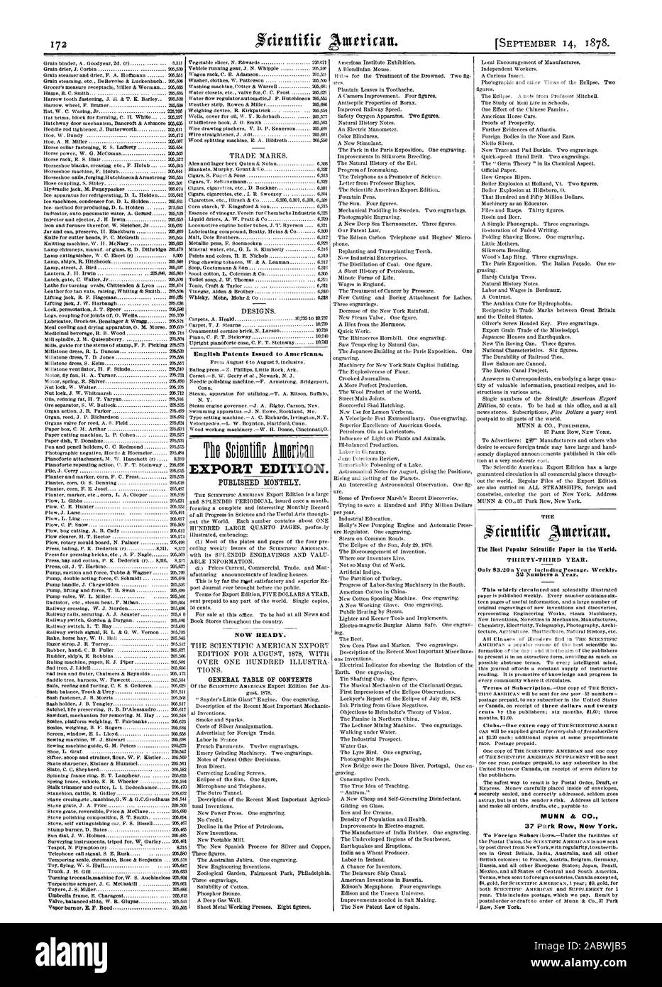 English Patents Issued to Americans. EXPORT EDITION. PUBLISHED MONTHLY ...