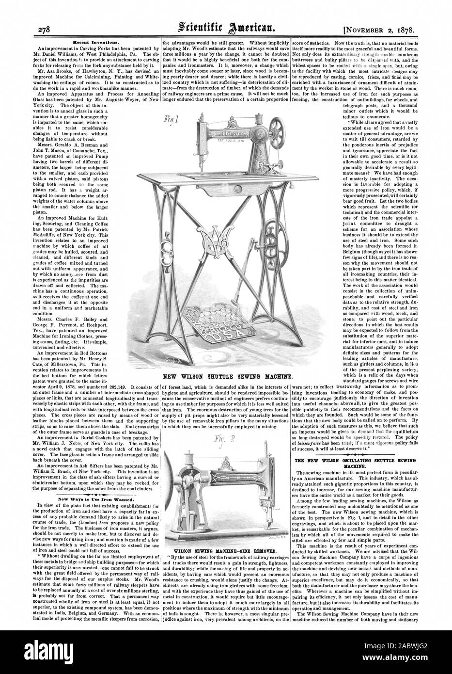 278 Recent Inventions. New Ways to Use Iron Wanted. WILSON SEWING ...