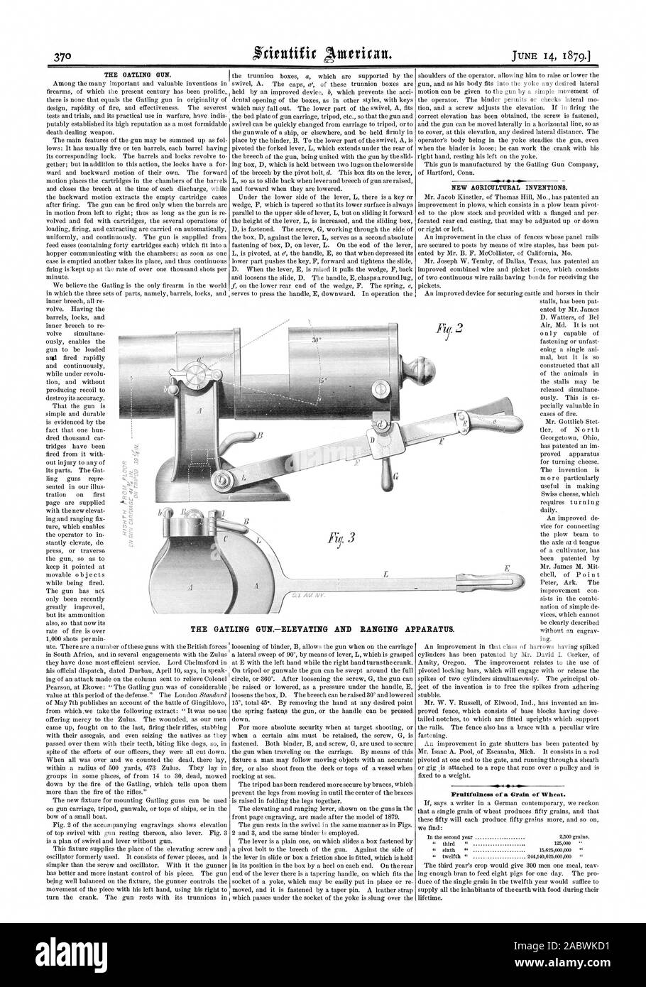THE GATLING GUN. NEW AGRICULTURAL INVENTIONS. Fruitfulness of a Grain ...