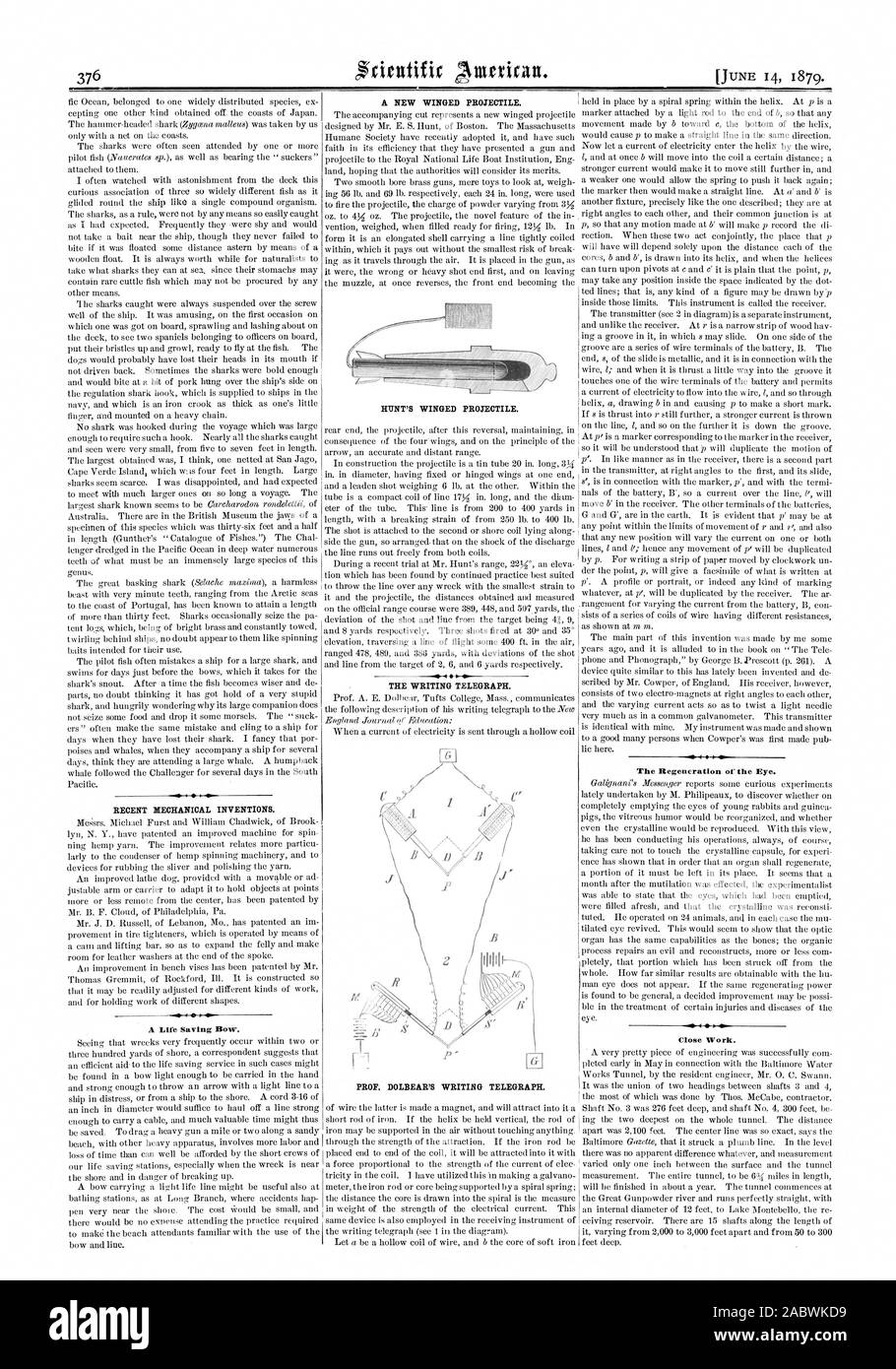 RECENT MECHANICAL INVENTIONS. A Life Saving Bo. A NEW WINGED PROJECTILE ...