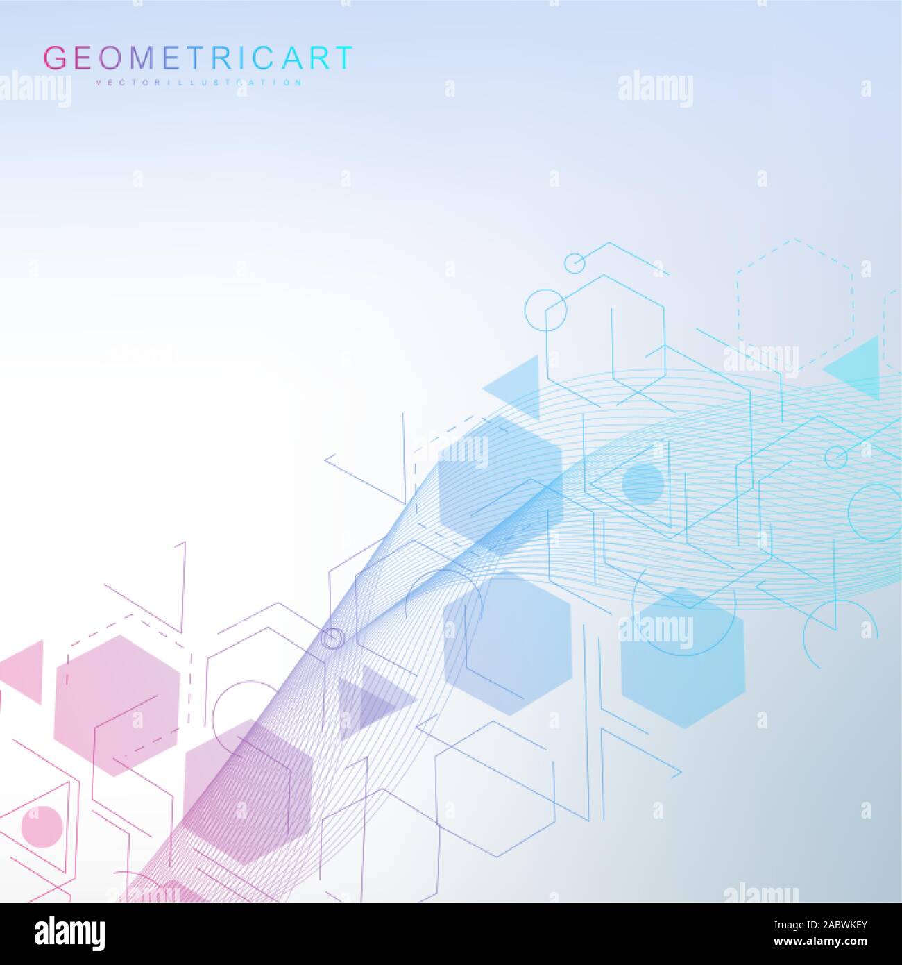 Science network pattern, connecting lines and dots. Technology hexagons ...