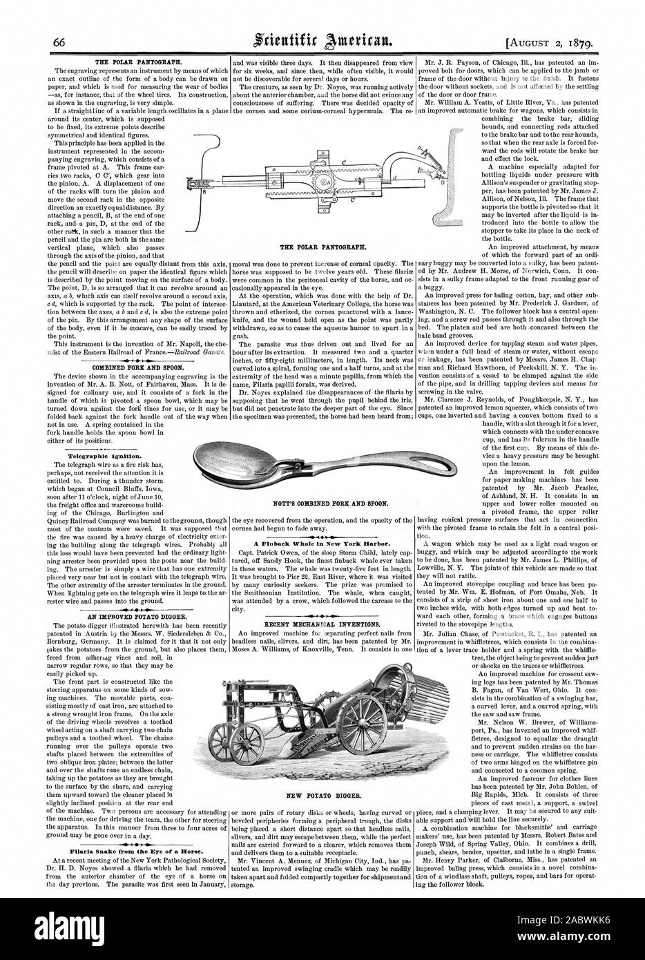 THE POLAR PANTOGRAPH. COMBINED PORK AND SPOON. Telegraphic Ignition. AN ...