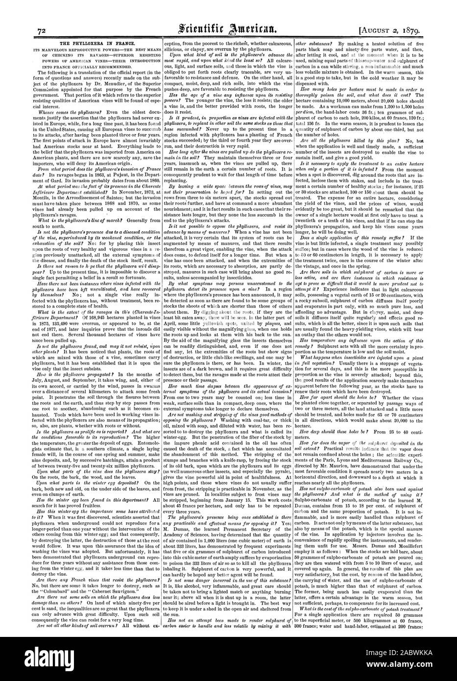 THE PHYLLOXERA IN PRANCE. ITS MARVELOUS REPRODUCTIVE POWERS-THE BEST ...