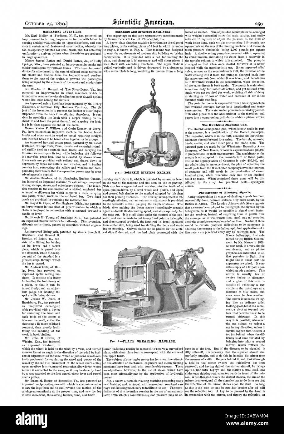 MECHANICAL INVENTIONS The. 1PORTABLE RIVETING MACHINE. The Hotchkiss ...