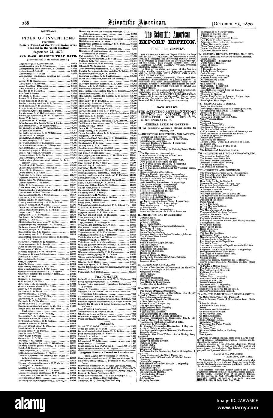 English Patents Issued to Americans. EXPORT EDITION. NOW READY. GENERAL ...