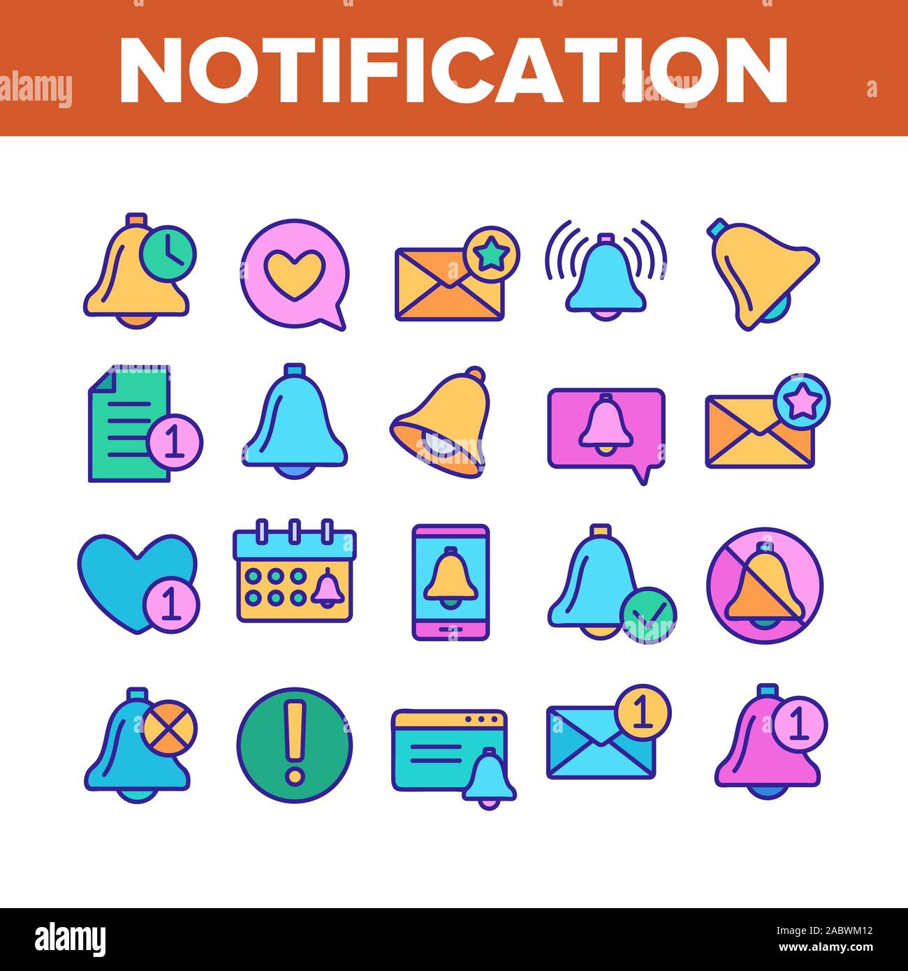 Notification Collection Elements Icons Set Vector Stock Vector Image ...
